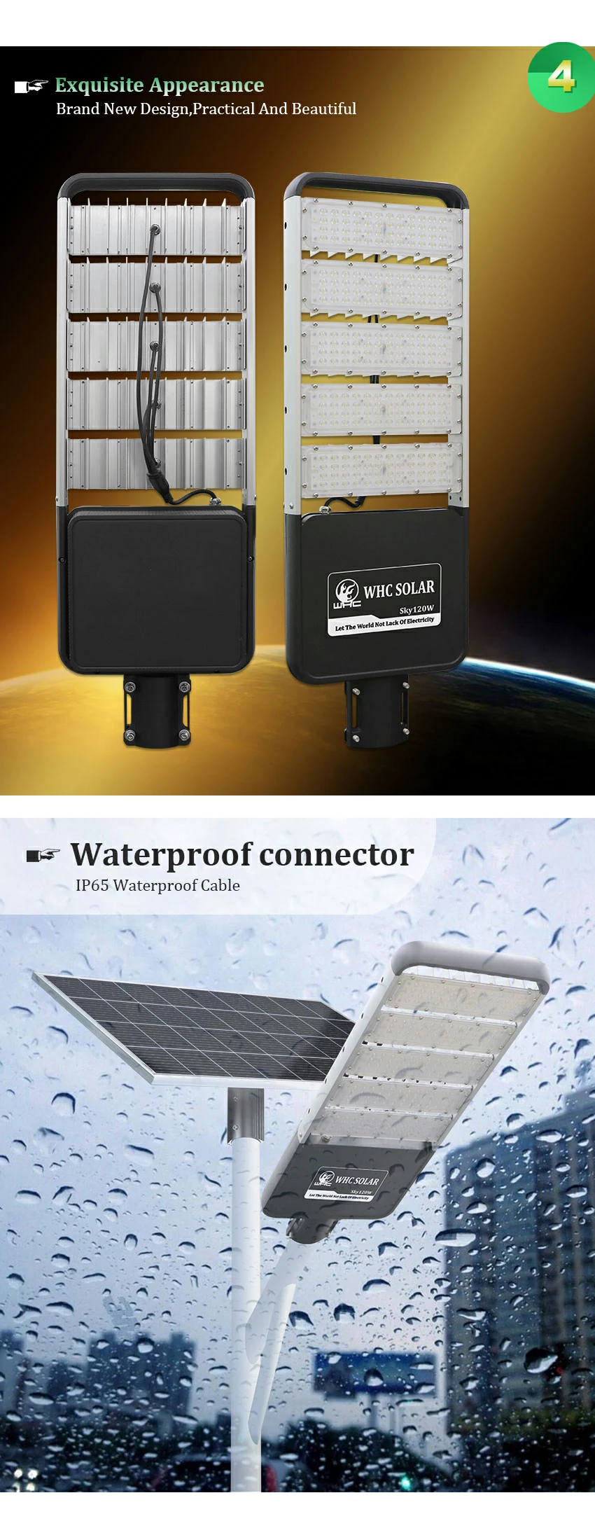 Solar Street Light Led 120w Outdoor Power Lighting | WHC